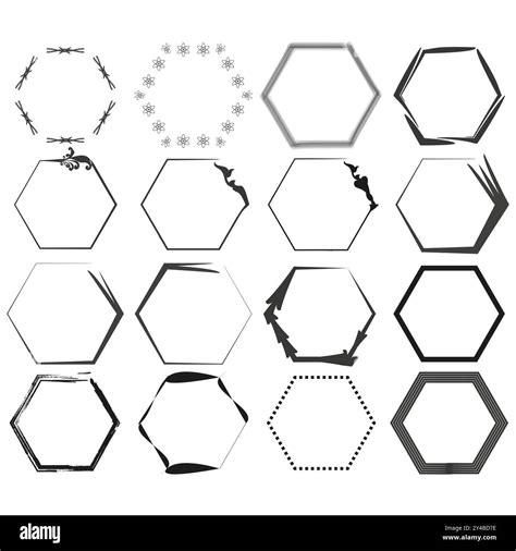 Decorative Hexagon Frames Abstract Border Designs Minimalistic Shape Variations Vector