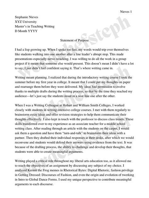 Personal Statement Examples Personal Statement