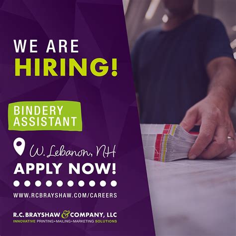 Rc Brayshaw And Company Llc On Linkedin Now Hiring Bindery Assistant