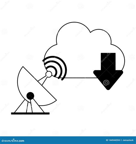 Cloud Computing Technology In Black And White Stock Vector