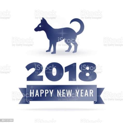 새 해 복 많이 받으세요 2018 인사말 카드입니다 디자인 새 해 카드 초대장 파티 전단 이나 일정에 대 한 배너 텍스트와 개 중국 달력에 새로운 2018 년의 상징 0명에