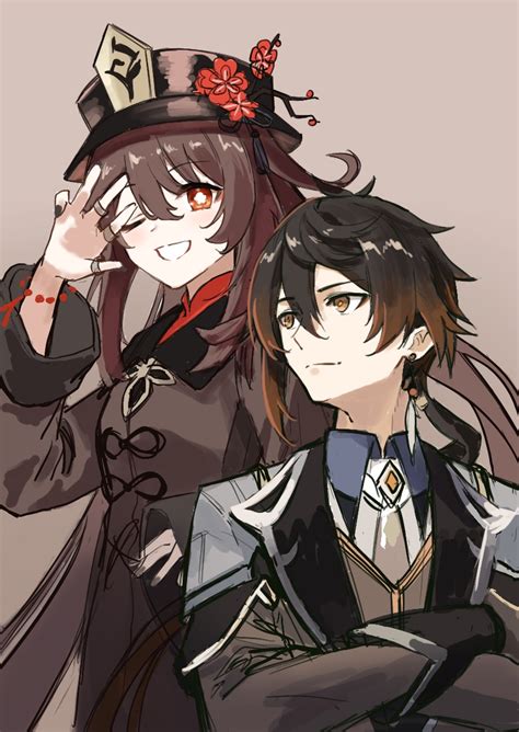 Hu Tao And Zhongli Genshin Impact Drawn By Kooan Danbooru
