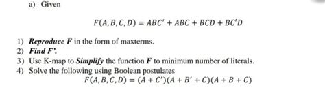 solved a given f a b c d abc abc bcd bcd 1