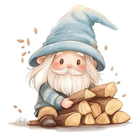 Cozy Chibi Gnome With Large Floppy Hat Stock Illustration