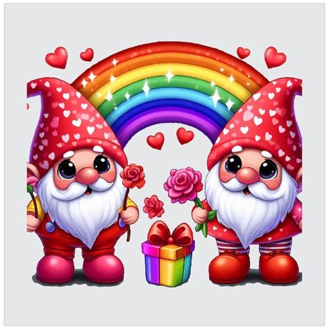 Premium Vector Gnome Valentines Day Rainbow Vector File
