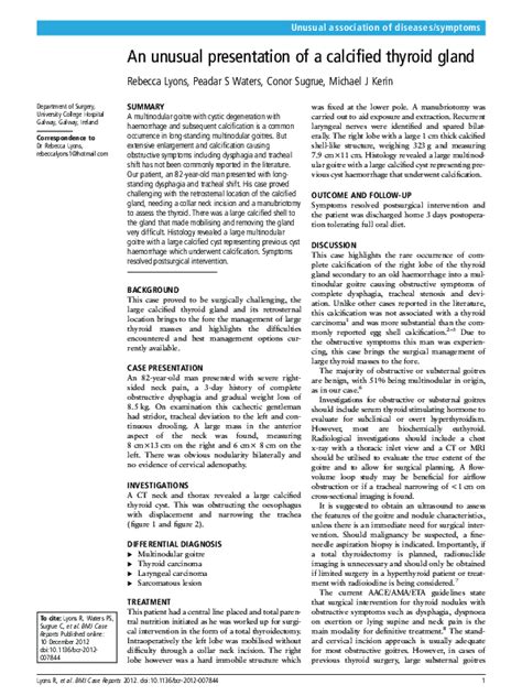 Pdf An Unusual Presentation Of A Calcified Thyroid Gland