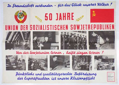 Propaganda Plakat 50 Jahre Sowjetrepublik Agitation Wandzeitung Ddr