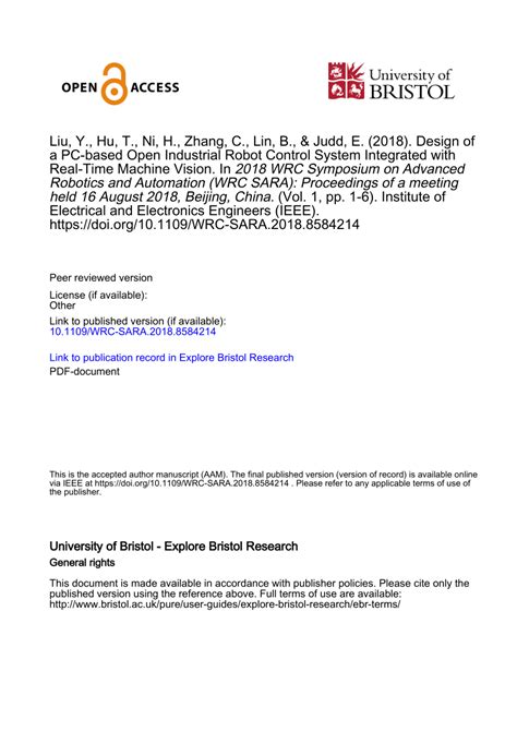 pdf design of a pc based open industrial robot control system