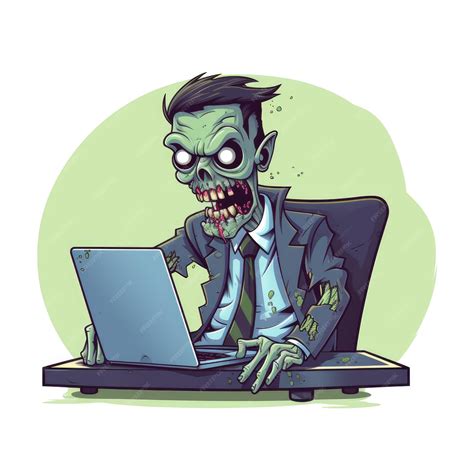 Premium Ai Image Cartoon Zombie Wearing A Suit Working In Front Of A