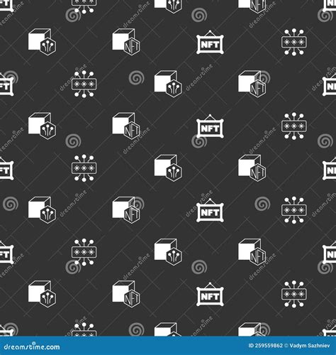 Set Nft Digital Crypto Art Cyber Security And On Seamless Pattern Vector Stock Vector