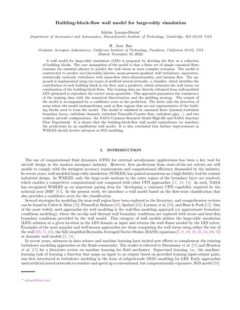 Pdf Building Block Flow Wall Model For Large Eddy Simulation