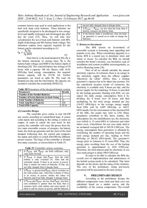 Analysis And Design Of A Hybrid Renewable Energy System Lebanon Case