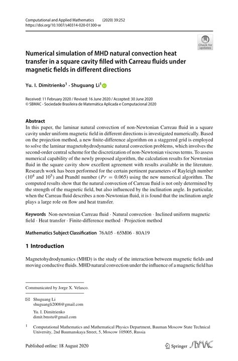 Pdf Numerical Simulation Of Mhd Natural Convection Heat Transfer In A