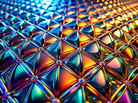 Intricate 3d Grid Pattern On A Reflective Metal Surface A Closeup Abstract Macro Photography