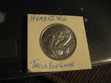 Heads I Win Tails You Lose Nude Woman Boobs Mardi Gras Doubloon Coin