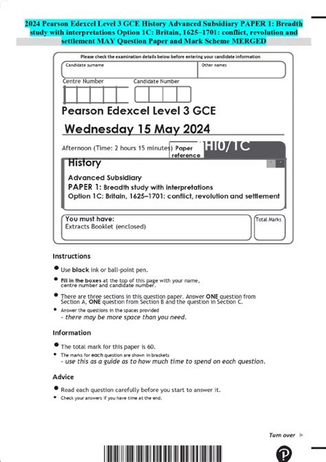 EXAMS BUNDLE Pearson Edexcel Level GCE History Advanced Subsidiary PAPER
