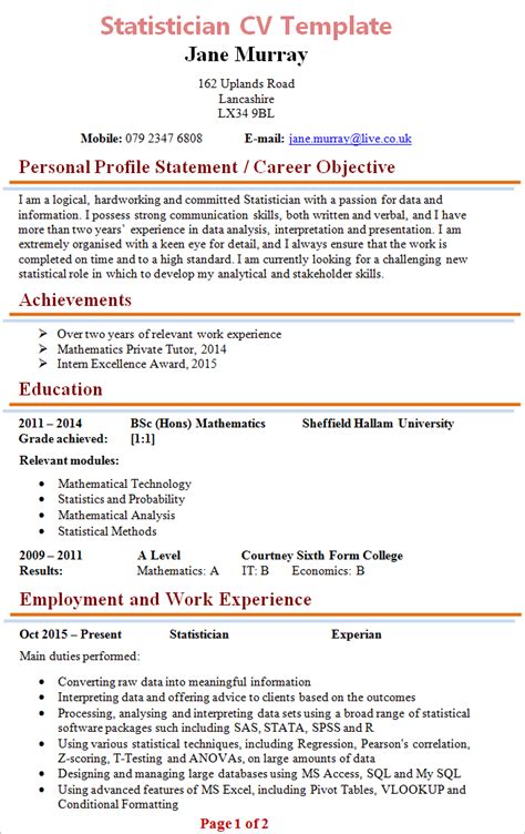 Statistician Cv