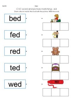 CVC Word And Picture Matching Worksheets Distance Learning By Green Apple