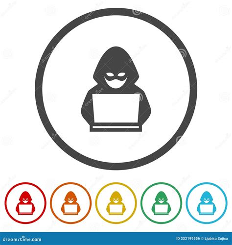 Criminal Hacker Icon Set Icons In Color Circle Buttons Stock Illustration Illustration Of