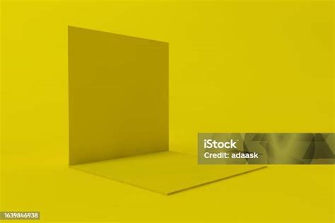 큐브 상자 또는 코너 룸 내부 단면 노란색 빈 기하학적 사각형 3d 빈 상자 템플릿 가정의 방에 대한 스톡 사진 및 기타 이미지 가정의 방 전시회 형판 Istock