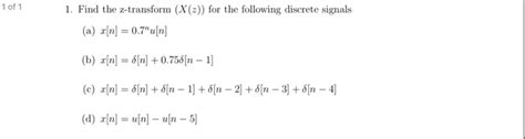 Solved Find The Z Transform X Z For The Following Chegg Com