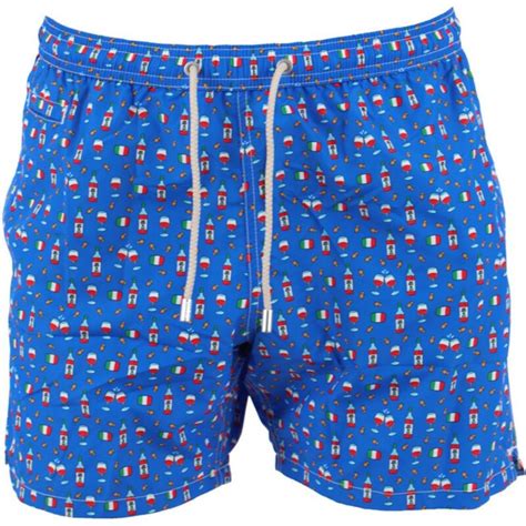 Mc2 Saint Barth Costume Uomo Blu Con Stampa Biciclette Stileoit
