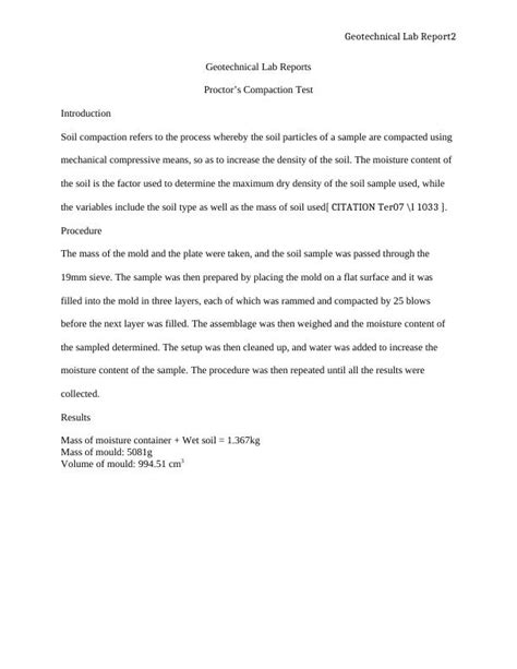 Geotechnical Lab Report Soil Analysis Testing And Results Geotechnical Lab Report Soil Analysis Testing And Results