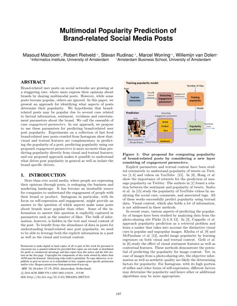 Pdf Multimodal Popularity Prediction Of Brand Related Social Media Posts