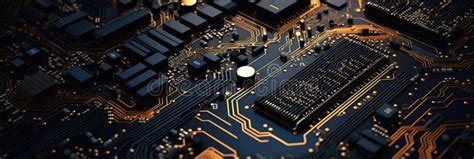 Close Up Electronic Circuit Board Technology Concept Horizontal
