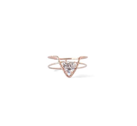 Offset Triangle Ring With Crown Triangle Ring Trillion Cut