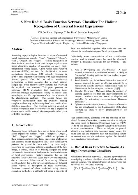 Pdf A New Radial Basis Function Network Classifier For Holistic