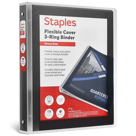 Staples Heavy Duty 1 3 Ring Flexible Poly Binder Black St62612 Image 1