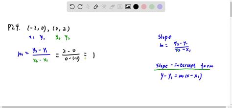 Solved Find The Equation Of The Line Containing The Points 10 0 And 0 22