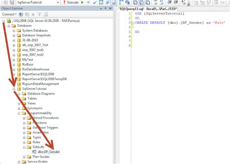 Microsoft SQL Server How To Create Default