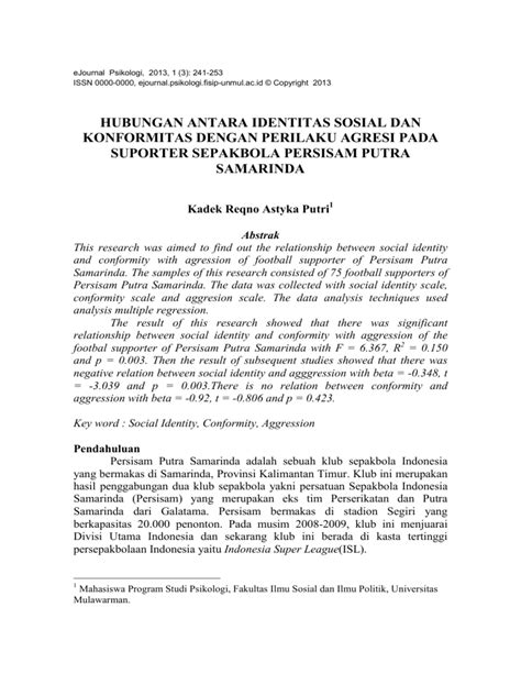 Hubungan Antara Identitas Sosial Dan Konformitas