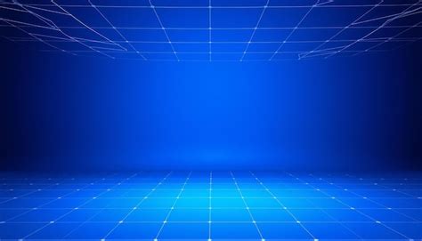 Abstract Blue Grid Background With Depth Premium Ai Generated Image