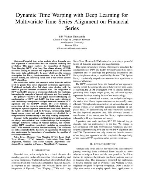 Pdf Dynamic Time Warping With Deep Learning For Multivariate Time Series Alignment On