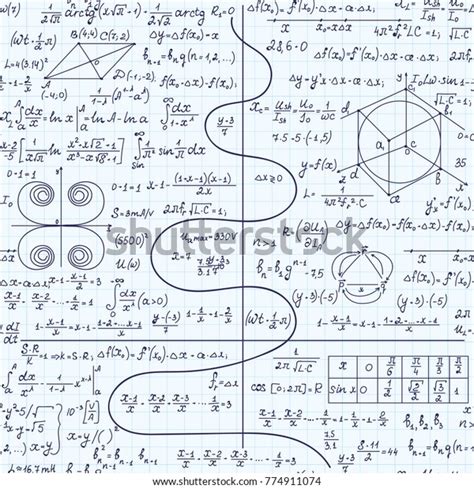 Math Educational Vector Seamless Pattern Formulas Stock Vector Royalty