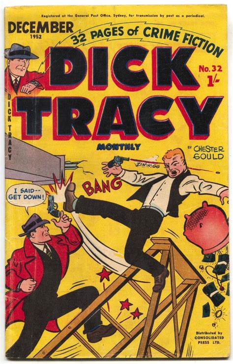 Dick Tracy 32 1952 Australian Comic Book Bullet In Head Cover Fn