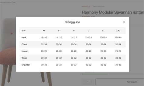 how do i add a size chart to my products in pinnacle theme fuel