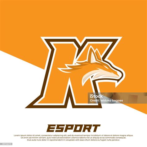 초기 K 글자 디자인 늑대 마스코트 에스포트 디자인 Cerberus Head Mascot Esport Brand Name Video Game에 대한 스톡 벡터 아트 및 기타