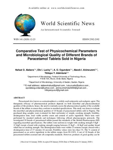 Pdf Comparative Test Of Physicochemical Parameters And