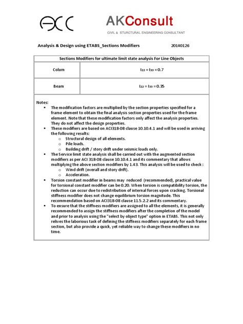 Recommended Section Modifiers For Ultimate Limit State Analysis Of Civil And Structural Elements