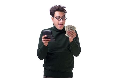 Nerd Young Man With Calculator Isolated On White Photo Background And Picture For Free Download