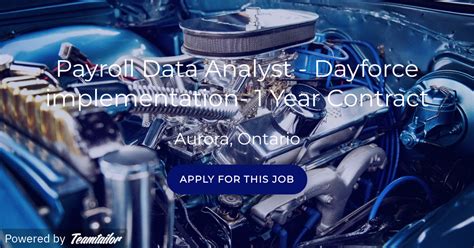 Payroll Data Analyst Dayforce Implementation 1 Year Contract Trevor Frances Recruitment
