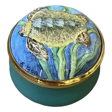 Elliot Hall Sea Turtle Enamel Box Signed Limited Edition 1 1 Chairish