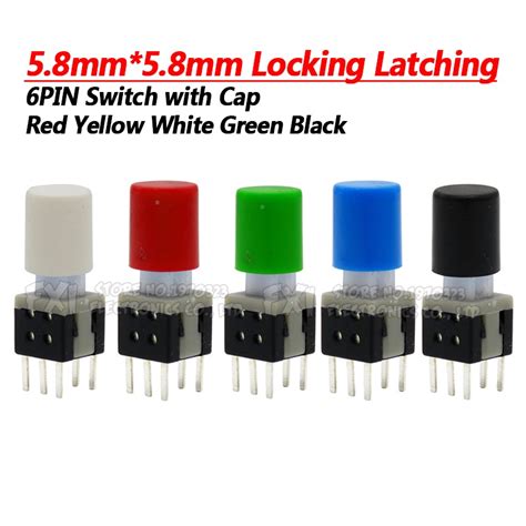 10Sets 20PCS 5 8 5 8mm With Cap Locking Latching Push Tactile Power Micro Switch Kit 6 Pin