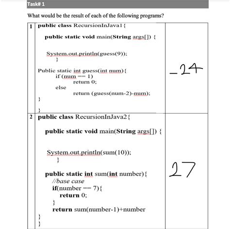Solved Task 1 What Would Be The Result Of Each Of The