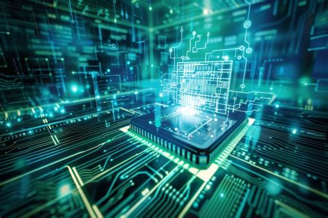 Digital Circuitry And Microchip Premium Ai Generated Image