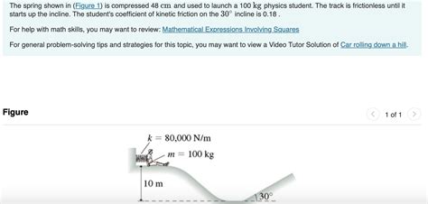 Solved The Spring Shown In Figure 1 Is Compressed 48 Cm